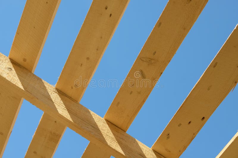 Wood Board Assembled on Construction Site. New Frame Structure of ...