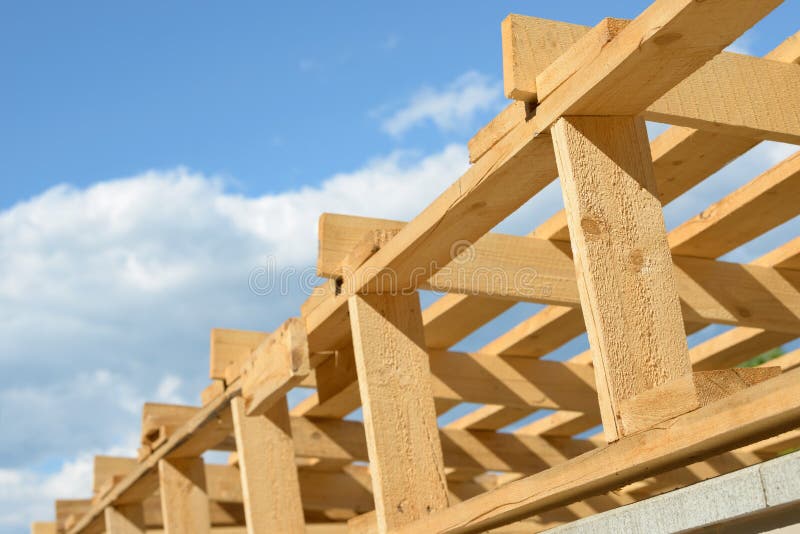 Wood Board Assembled on Construction Site. New Frame Structure of ...