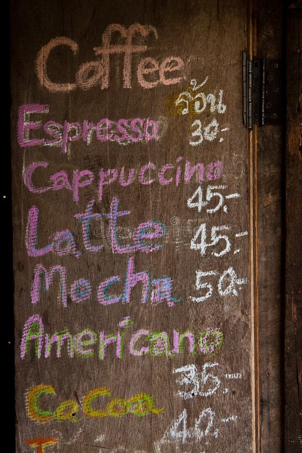 Wood board coffee menu stock image. Image of chocolate - 12295753