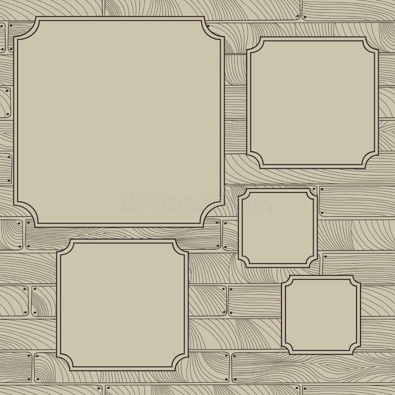 Wood Board Wall with Frames Template Stock Vector - Illustration of ...