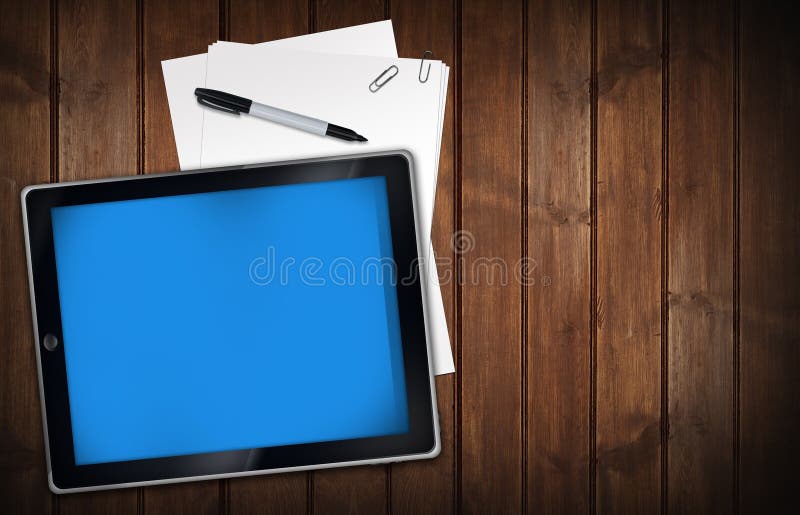 Wood Boards Desk stock image. Image of tablet, table - 31977187