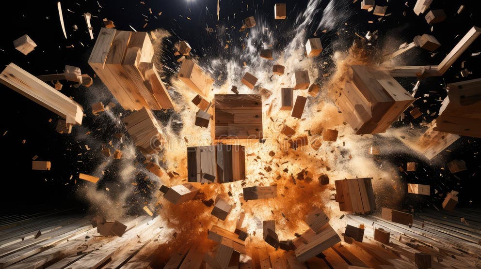 Wood box exploding stock illustration. Illustration of detonation ...