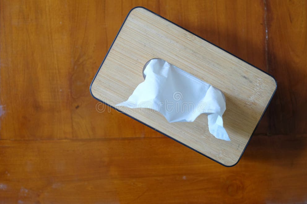 A Wood Box with Paper Tissues on Wood Table in Room Stock Image - Image ...