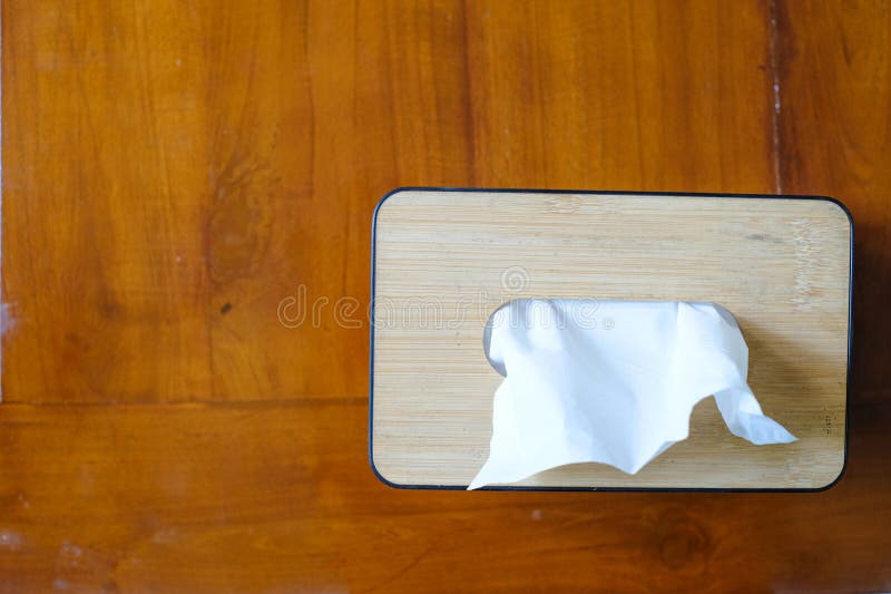 A Wood Box with Paper Tissues on Wood Table in Room Stock Image - Image ...