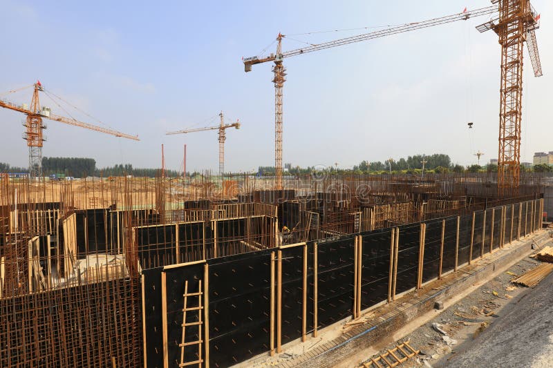 Wood Bracket in a Construction Sites Stock Image - Image of modern ...