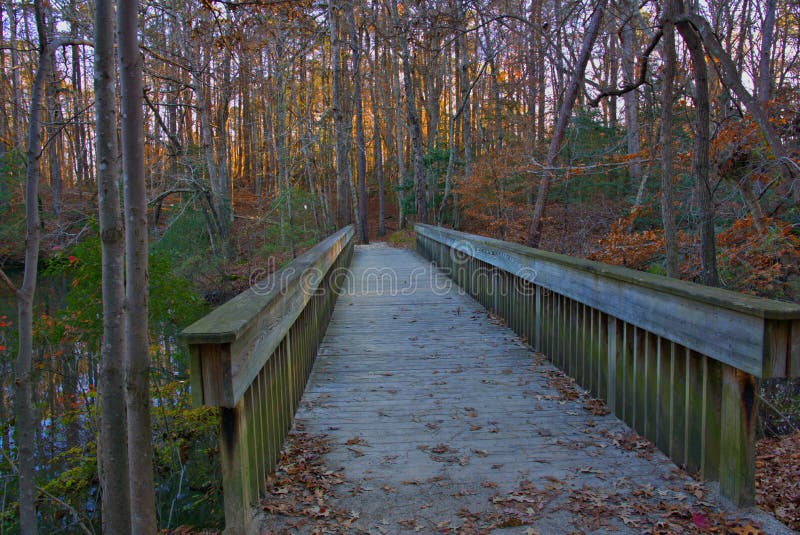 Wood Bridge Crossing Stream in Late Fall Stock Photo - Image of state ...