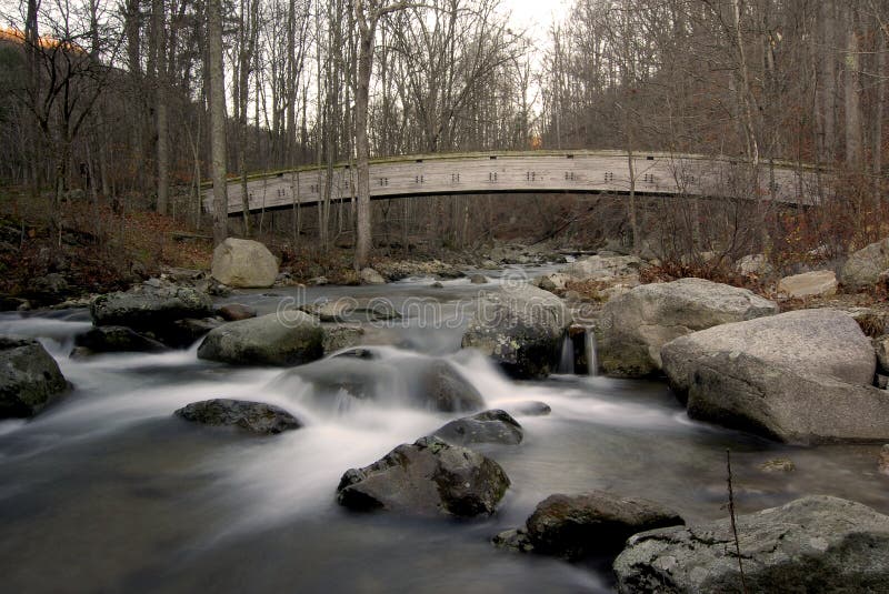 Wood Bridge Over Stream Picture. Image: 1573393