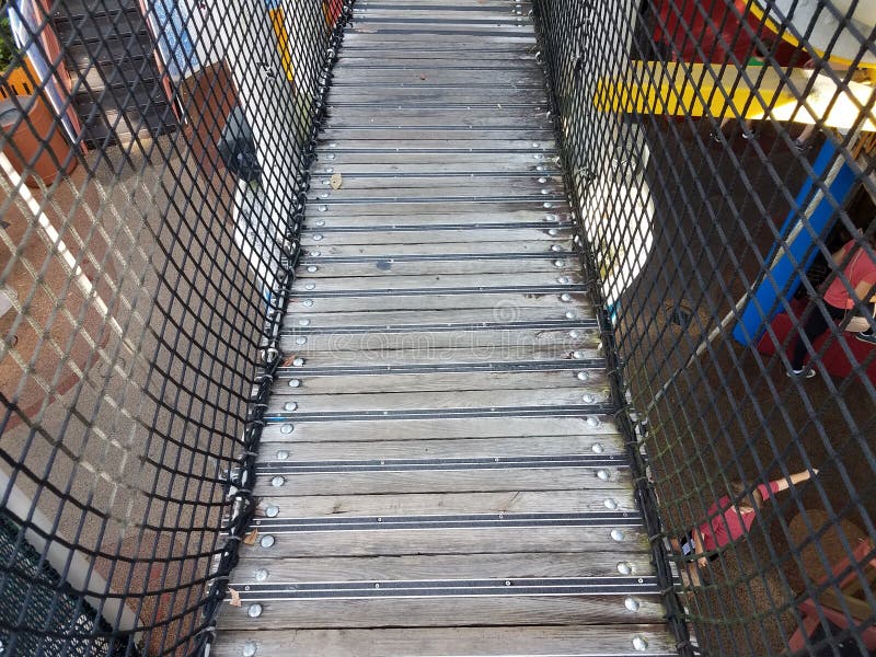 Wood Bridge or Path with Cargo Net or Netting Stock Image - Image of ...