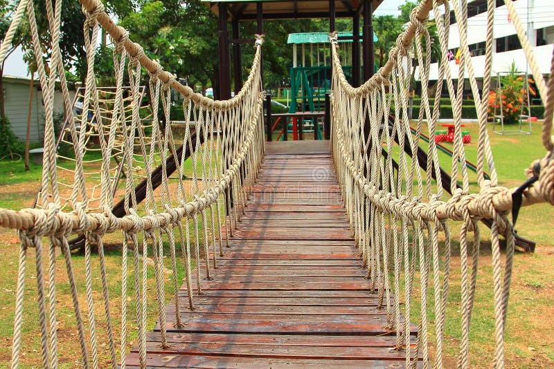 Wood bridge and rope stock photo. Image of hang, crossing - 79022808