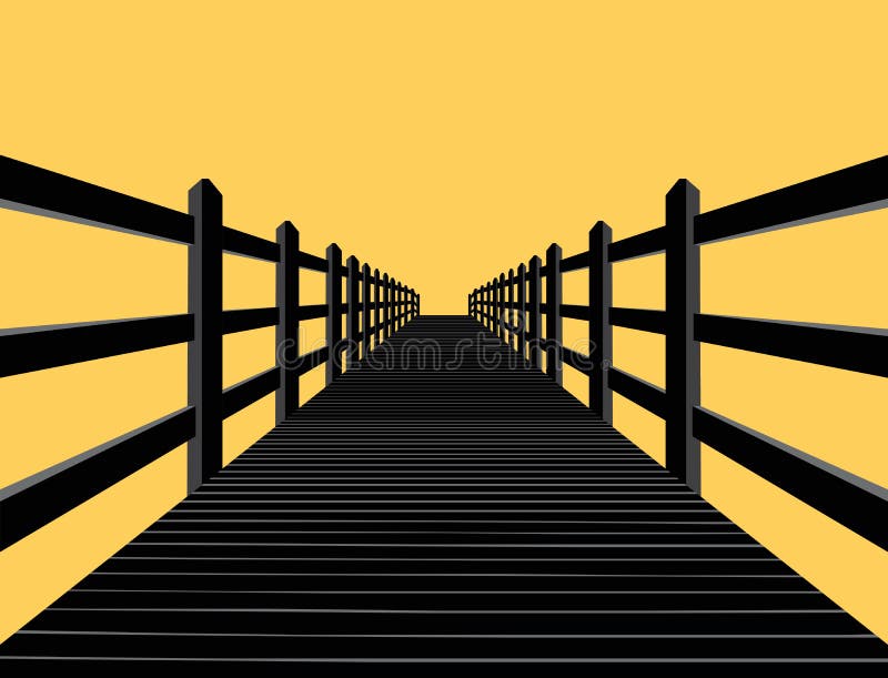 Wood Bridge Silhouette stock vector. Illustration of crossing - 67651391