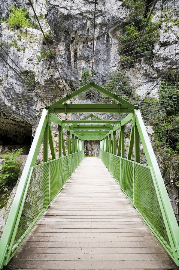 Wood Bridge or Walkway through the Mountain Stock Image - Image of ...