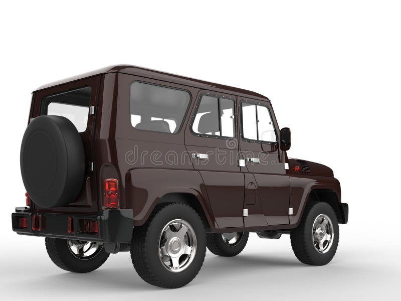 Wood Brown Powerful Off Road Car - Back View Stock Illustration ...