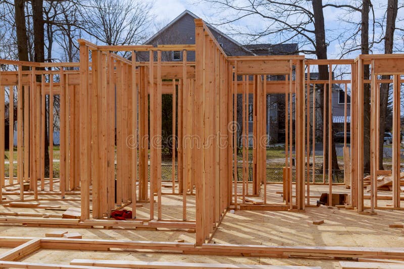 Wood Building Frame at Multi-Family Housing Construction Site Stock ...