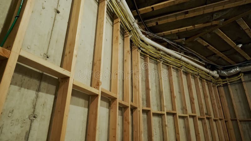 Wood Building Frame Structure on a New Development Framing in Basement ...