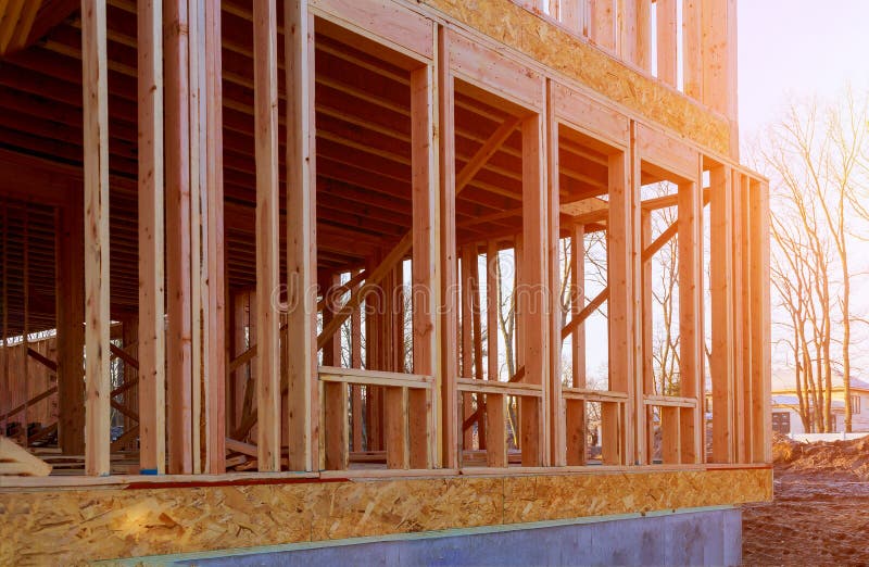 New Residential Construction House Framing Home Stock Image - Image of ...