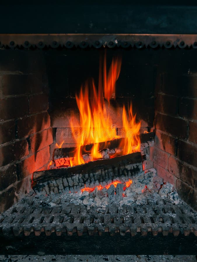 Wood Burning in the Fireplace Stock Photo - Image of frame, fire: 179615330