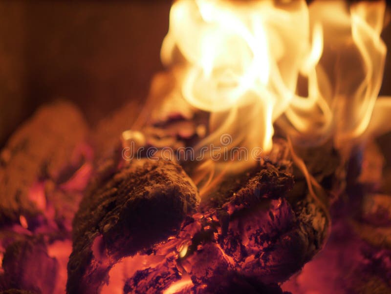 Wood is Burning in the Furnace Furnace. Close-up Stock Photo - Image of ...