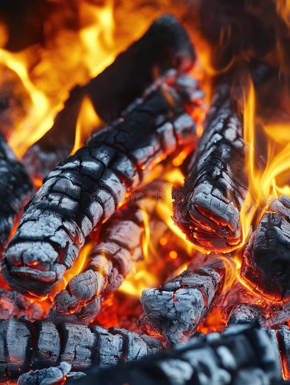 Wood burning logs stock photo. Image of heat, burning - 388178182