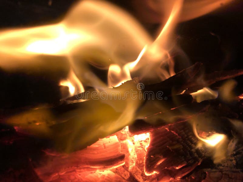 Wood Burning in a Solid Fuel Wood Burning Stove Stock Image - Image of ...