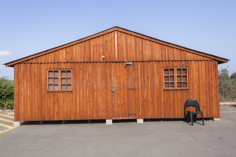 Wood Cabin stock image. Image of mobile, office, outdoors - 58740733