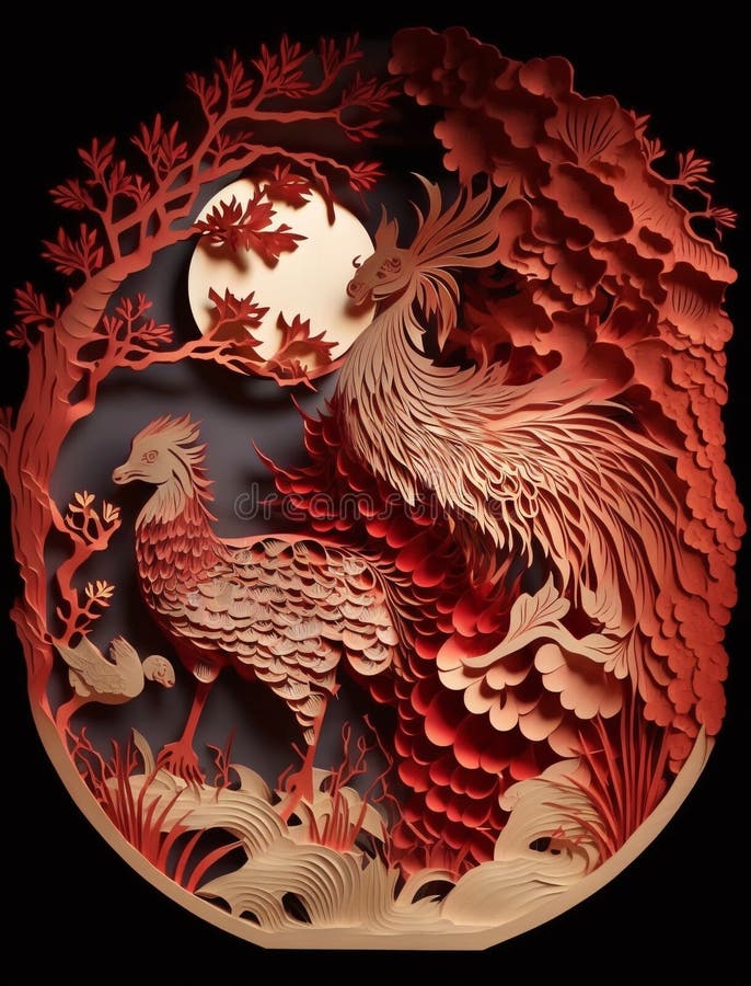 Wood Carved Chinese Style Bird Stock Illustration - Illustration of ...