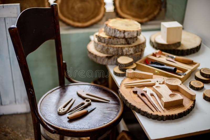 Wood carver`s work place stock photo. Image of preparing - 93084128