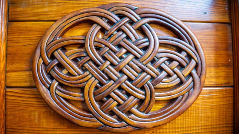 Wood Carving Celtic Knot, Brown, Intricate Design Stock Illustration ...