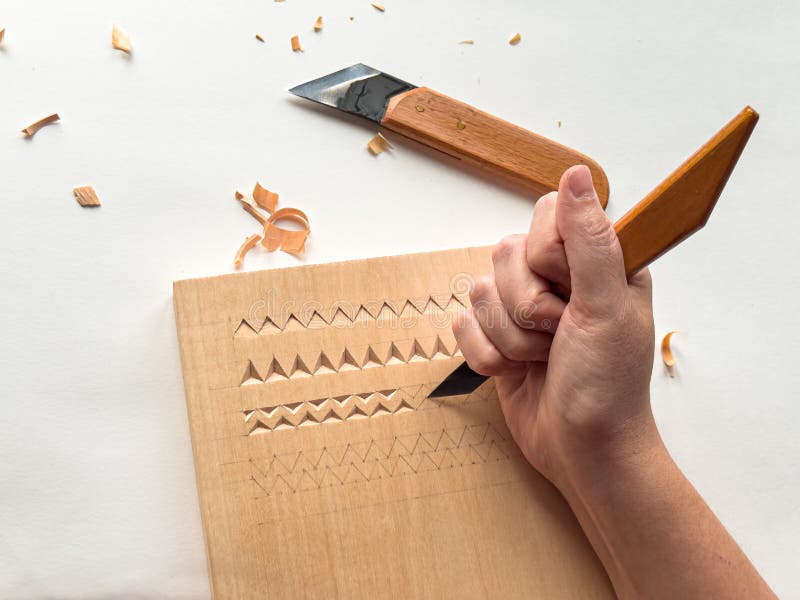 Wood Carving Hand Tools and Techniques on Blank Canvas Stock Photo ...