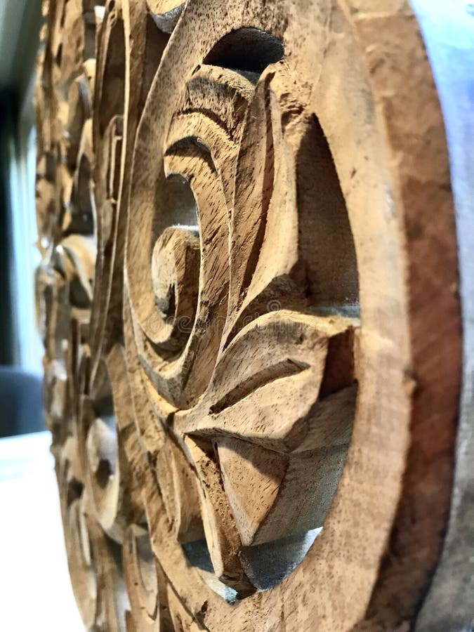 Wood Carving with Scroll, Leaf and Flower Pattern. Stock Photo - Image ...