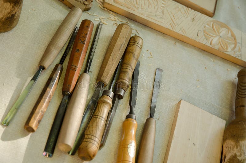 Wood carving tools stock photo. Image of carving, brown - 75831610