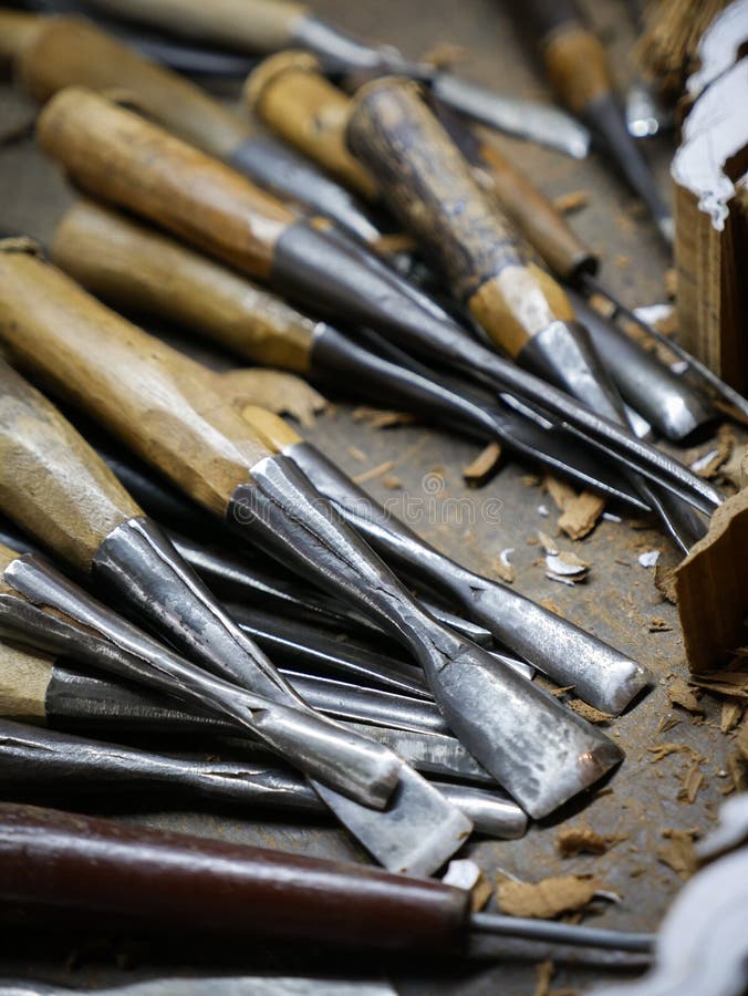 Wood carving tools stock photo. Image of create, improvement - 100051798