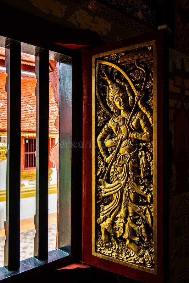 Wood Carving on Window Panel Editorial Photography - Image of door ...