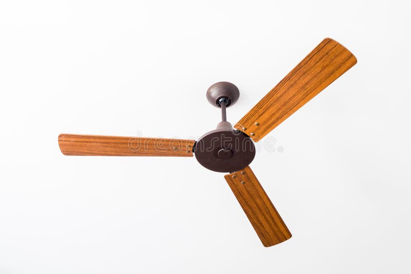 Wood Ceiling Fan on a White Background Stock Image - Image of ...