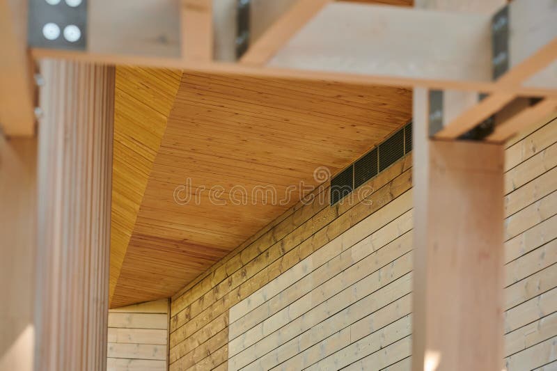 Wood Ceiling and Wall Cladding Stock Photo - Image of inside, exterior ...