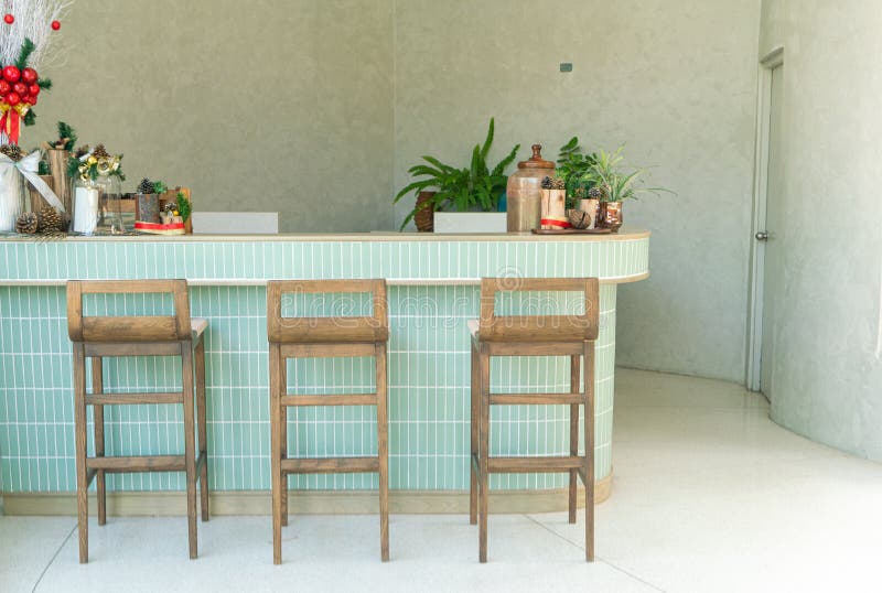 Wood chair with mini bar stock photo. Image of chairs - 242921552