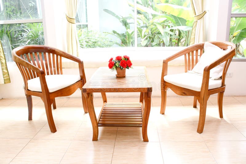 Wood Chair and Wood Table in Room Stock Photo - Image of wooden, nature ...