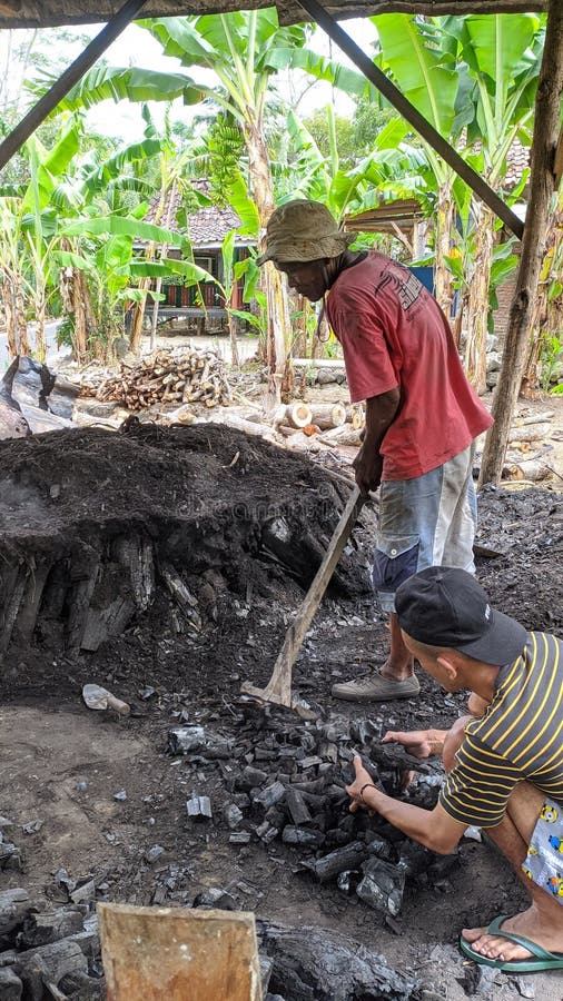 Wood charcoal editorial image. Image of making, traditional - 296161345