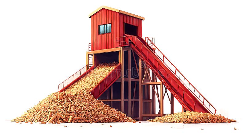 Chip Conveyor System Industrial Wood Processing Stock Illustrations ...