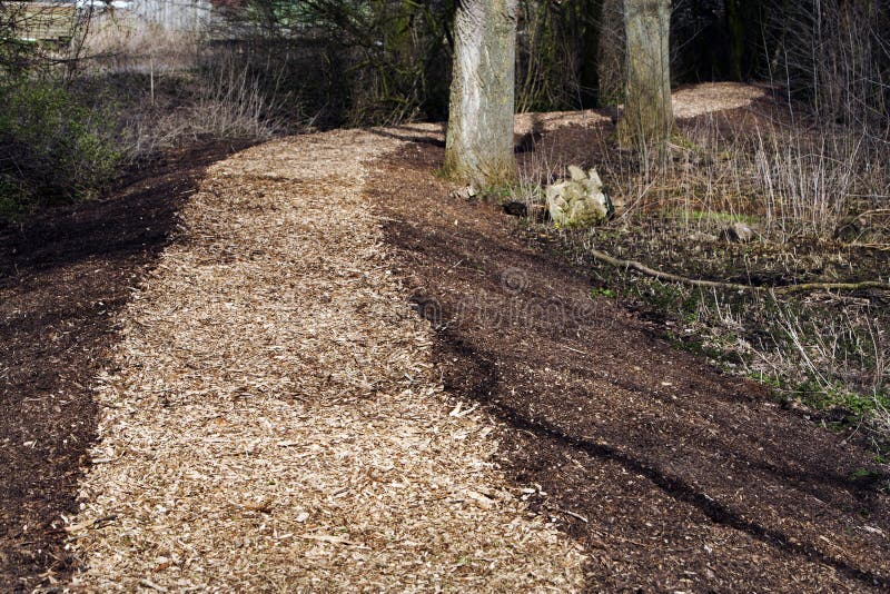 Wood chip footpath stock image. Image of material, pattern - 53740411