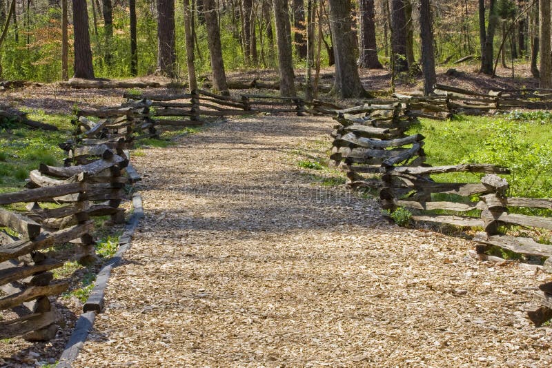 Wood Chip Trail between Split Rail Fences Stock Image - Image of park ...