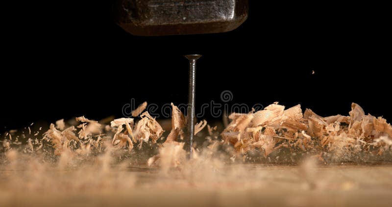 Wood Chip Turning on a Wood Board, Making Chips Stock Image - Image of ...