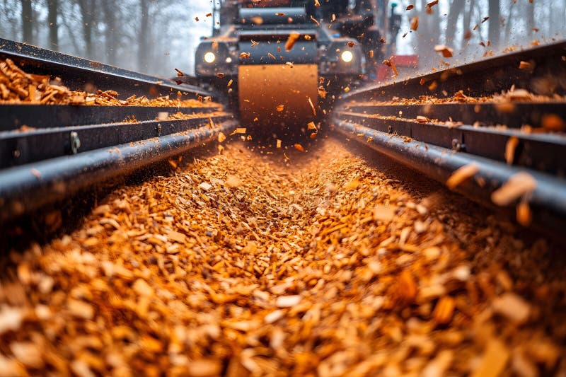 Dynamic Forest Wood Chipping Scene with Machinery in Action for ...