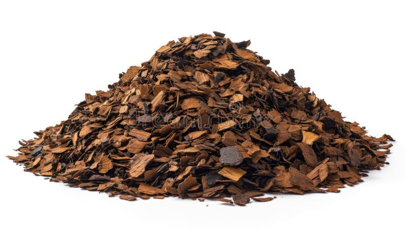Wood Chips on White Surface Stock Photo - Image of renewable, particle ...