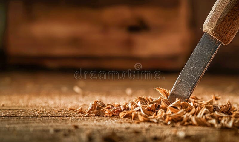 Wood Chisel and Shavings stock photo. Image of wooden - 367819258