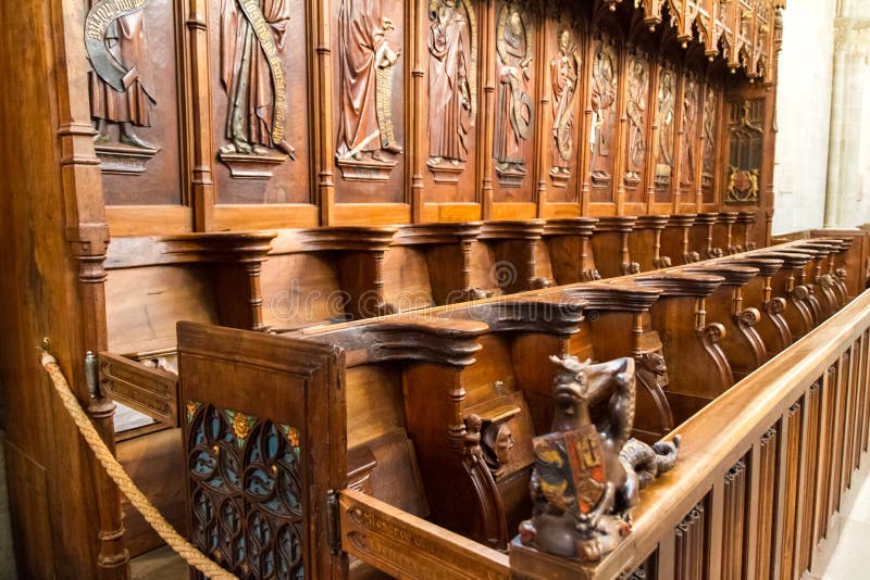 Wood Choir Stalls in Cathedral Stock Image - Image of structure ...