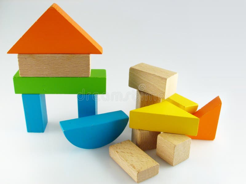 Wood color toy blocks stock image. Image of home, architecture - 1666377