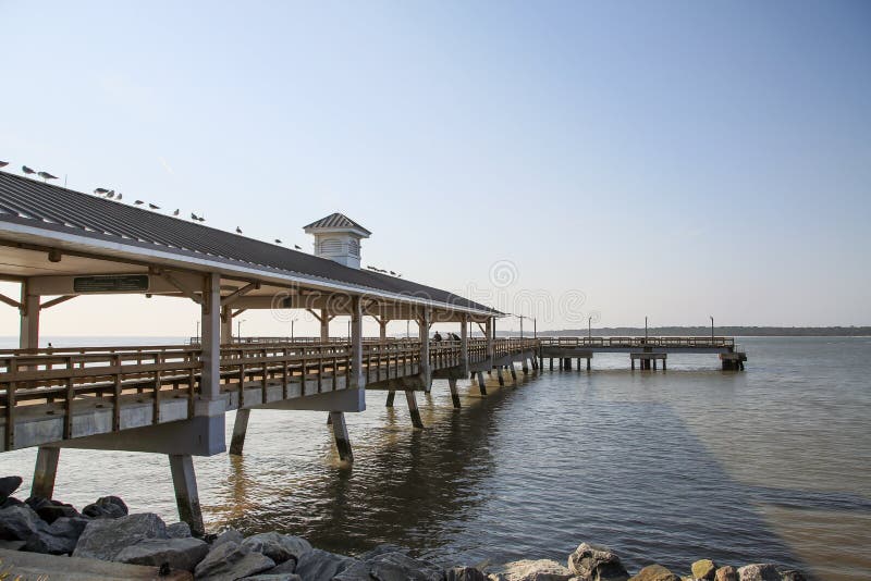 Wood and Concrete Pier into Winter Water Stock Photo - Image of wood ...