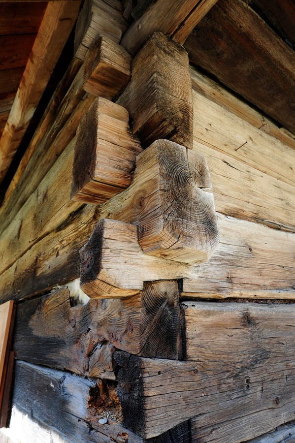 Wood Connection or Timber Joint on Log House Stock Photo - Image of ...