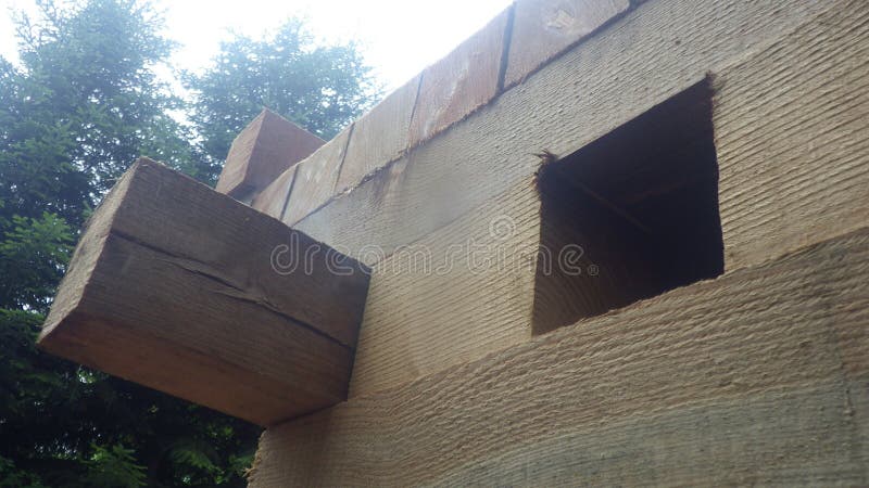 Wood Connection or Timber Joint on Log House Stock Image - Image of ...