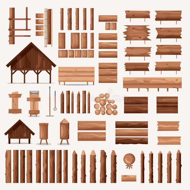 Wood Construction Vector Flat Minimalistic Isolated Illustration Stock Vector - Illustration of ...